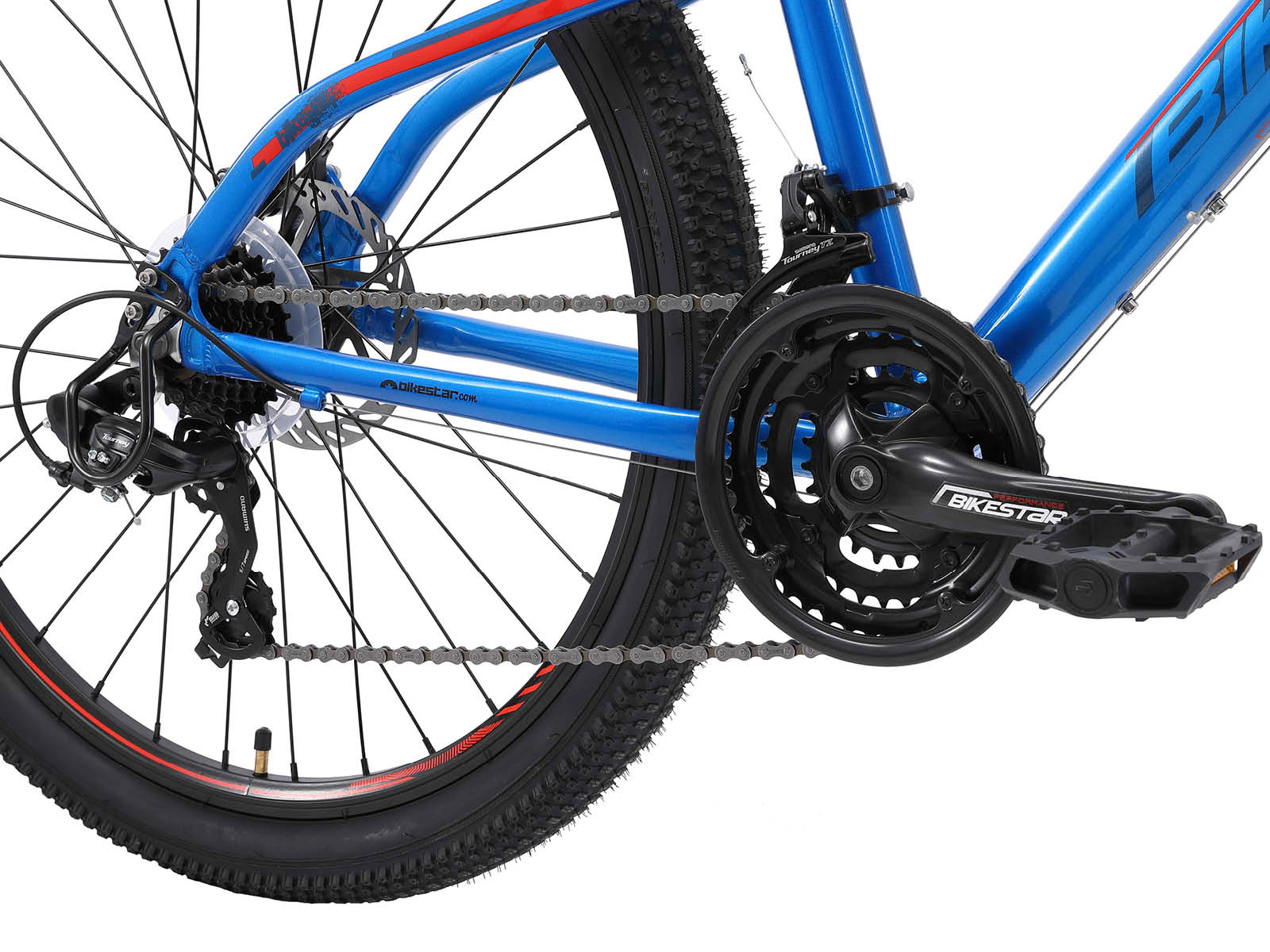 Bikestar Hardtail MTB Alu 26 Inch 21 Speed Blauw/Rood - Fietsdirect